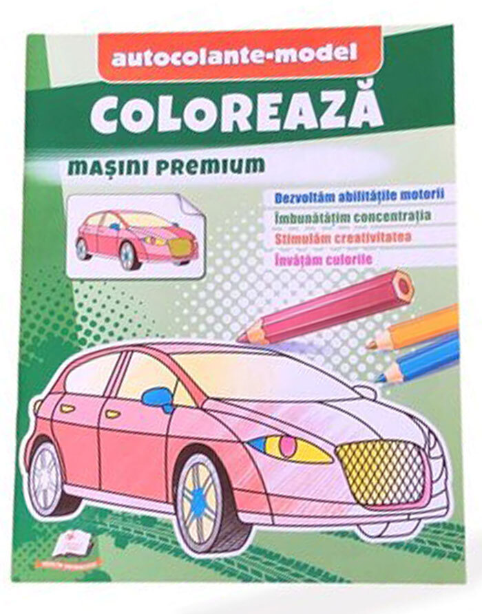 Carte Coloreaza cu autocolante-model MASINI PREMIUM