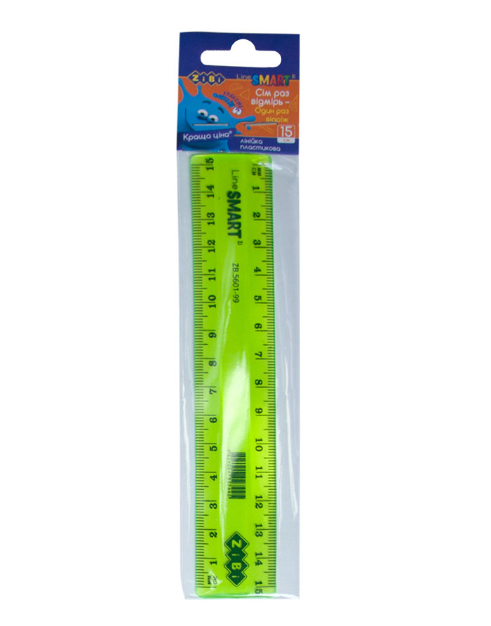 Rigla plastic 15cm culori asortate in blister Smart Line